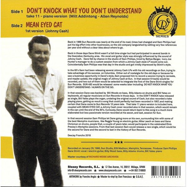 Dane Stinit- Don’t Knock What You Don’t Understand (7″ Single ) | Crazy ...